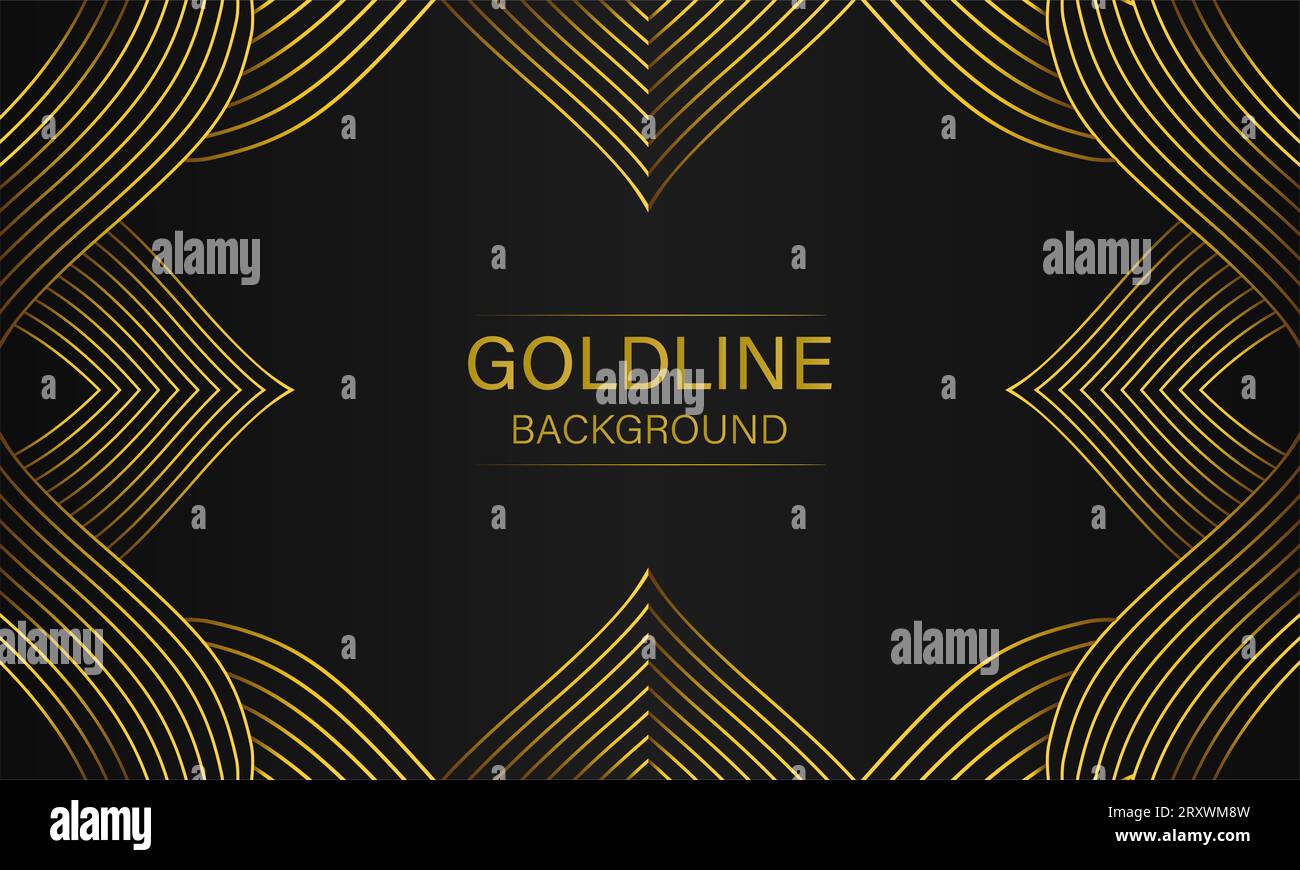 luxury abstract gold line on black background design Stock Photo - Alamy