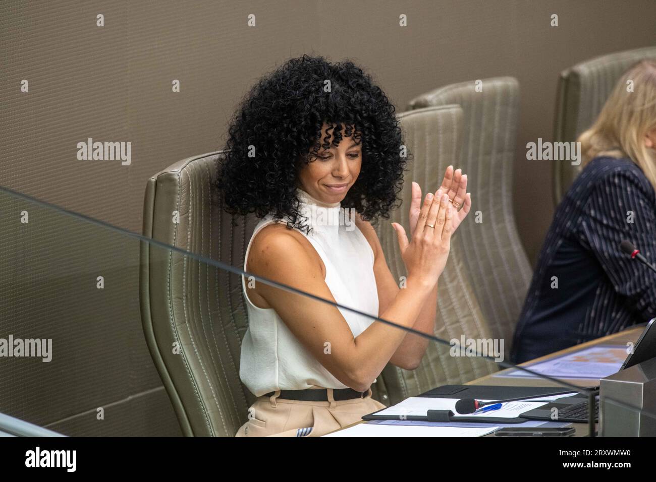Independant Sihame El Kaouakibi is seen at a plenary session of the ...
