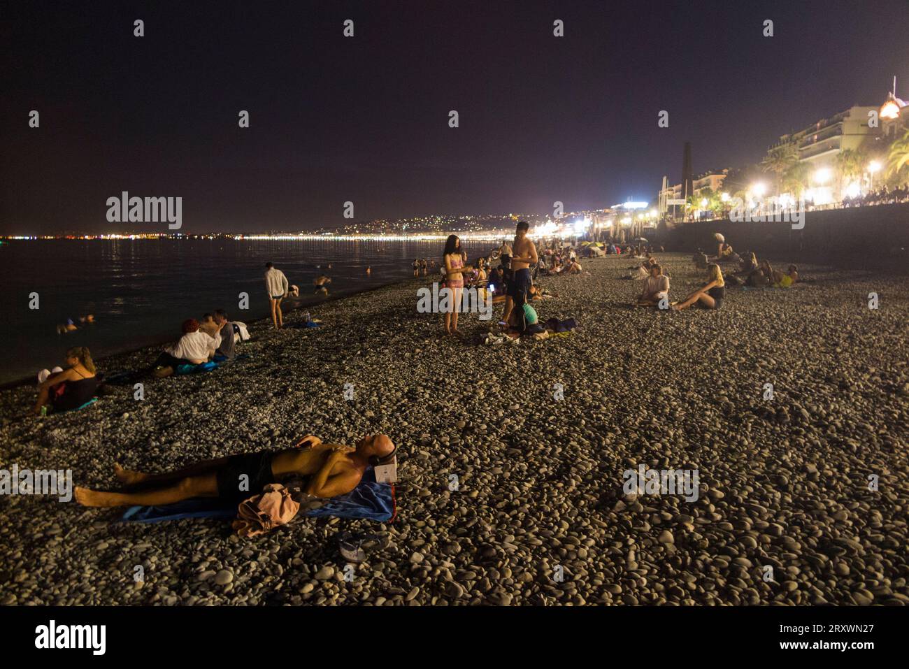 Nice france beach sunbathers hi-res stock photography and images - Alamy