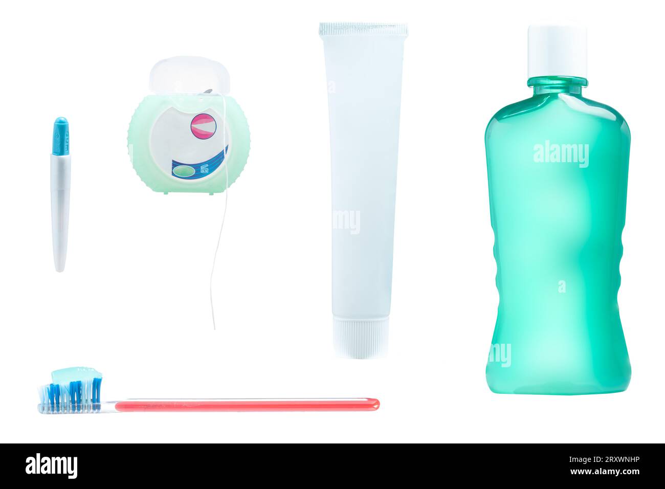 toothpaste mouthwash toothbrushes interdental brush and dental floss ...