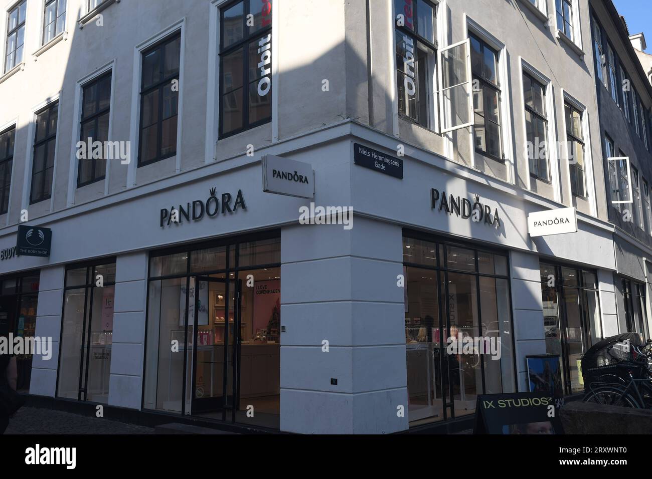 Copenhagen/Denmark/27 September 2023/Pandora store on pedestrain street ...