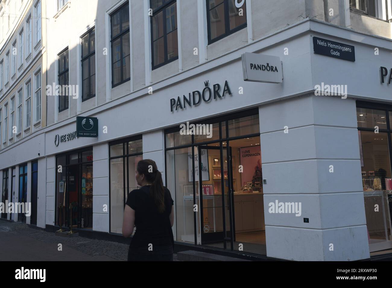 Copenhagen/Denmark/27 September 2023/Pandora store on pedestrain street ...