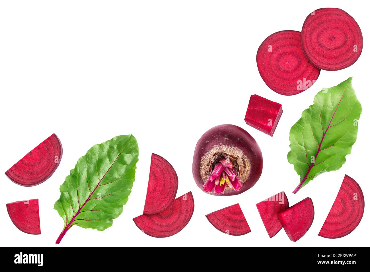 beetroot slices isolated on white background with full depth of field ...