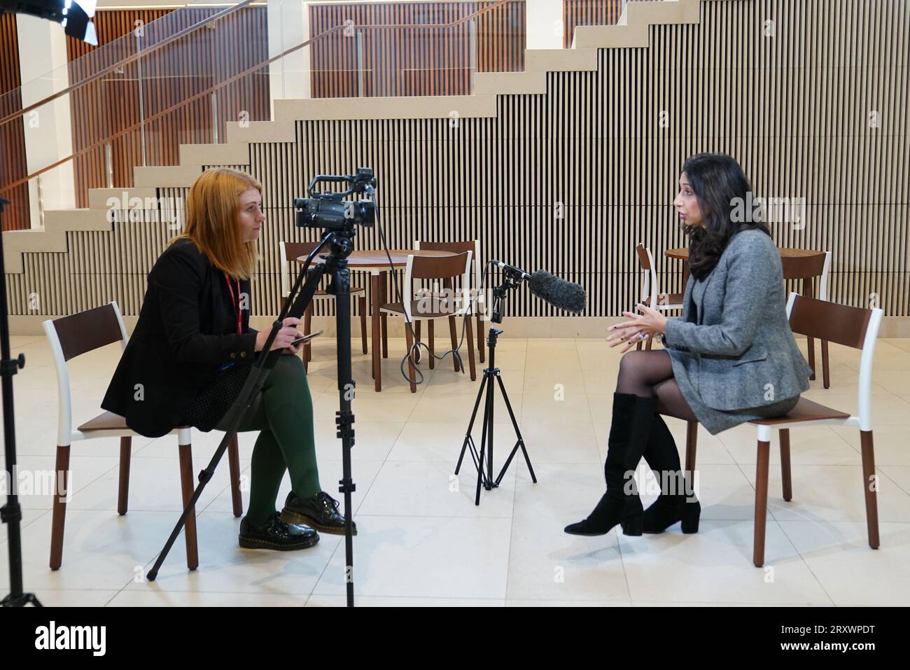 Home Secretary Suella Braverman is interviewed by PA journalist Eleanor ...