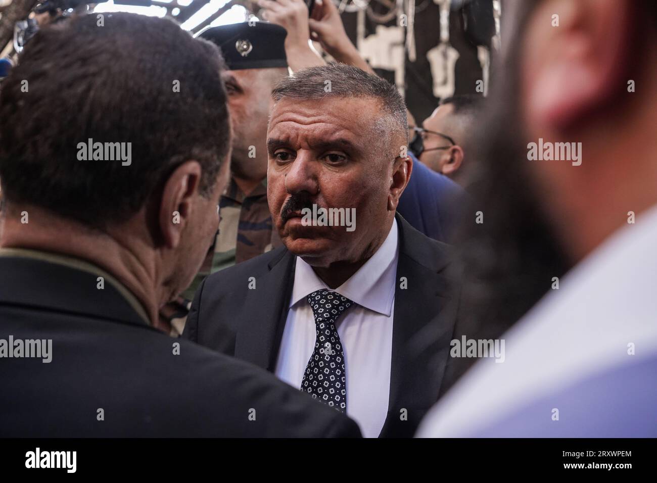 27 September 2023, Iraq, Hamdaniya: Iraqi Interior Minister Abdul Amir ...