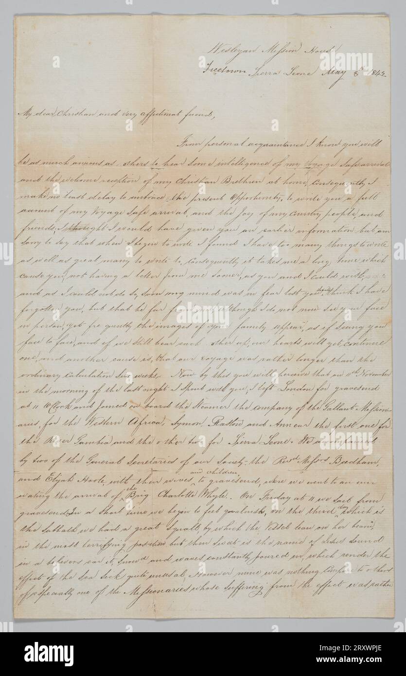 Letter to Mrs. Mary Denham from Joseph May 1842 Stock Photo - Alamy
