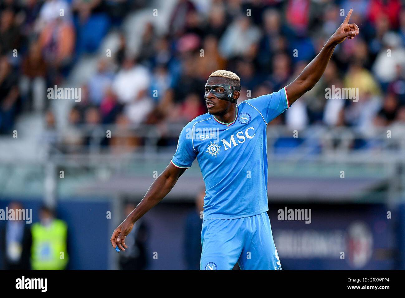 Victor Osimhen of SSC Napoli gestures during the Serie A Tim match ...