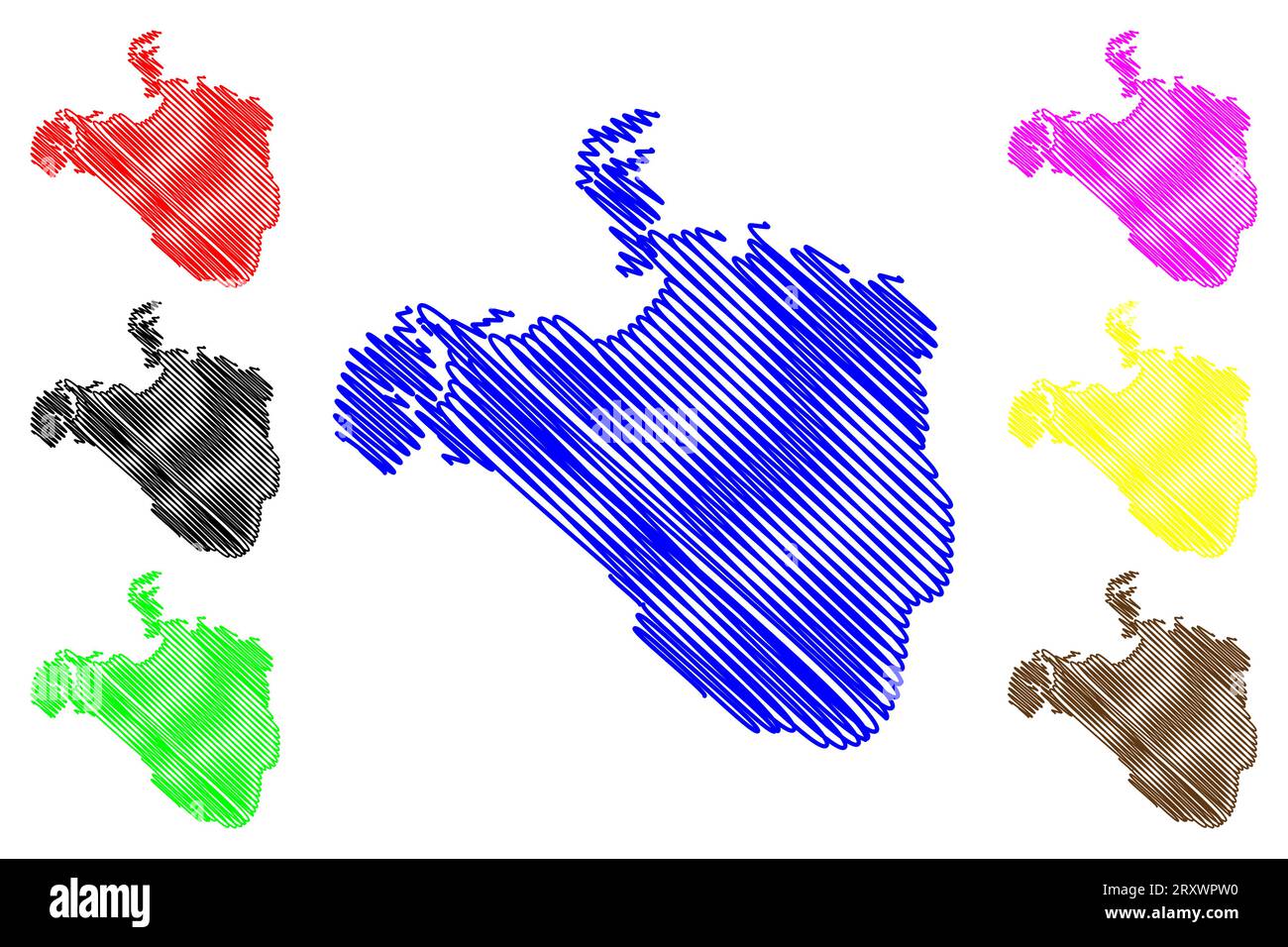 Lake Razna (Republic of Latvia) map vector illustration, scribble ...