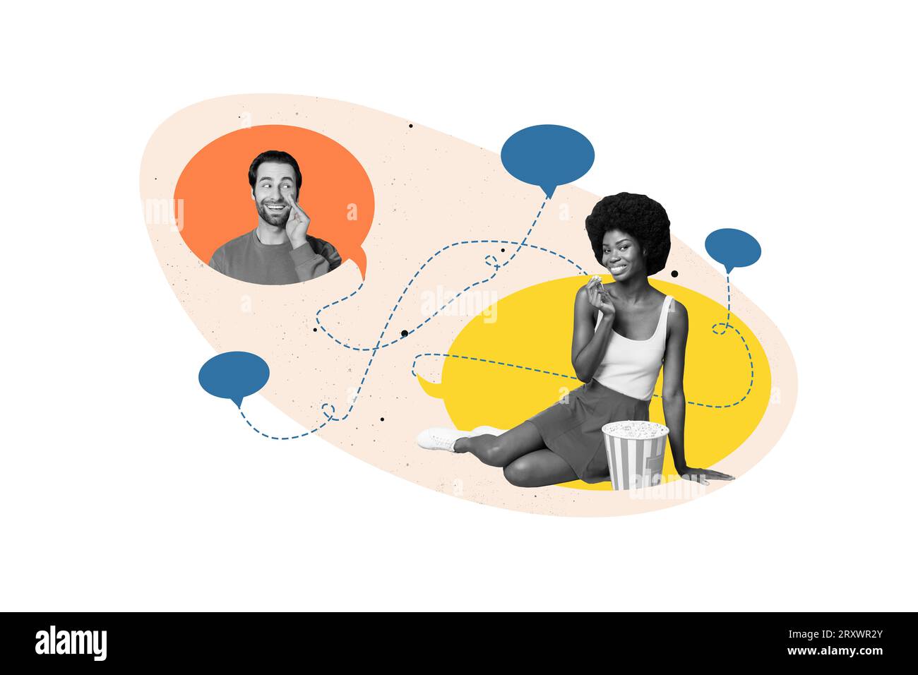 Creative composite artwork photo collage of positive satisfied people ...