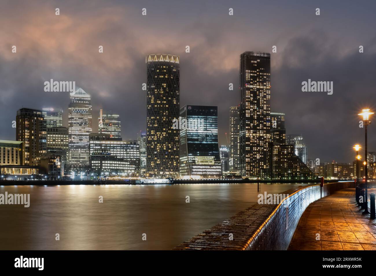 Metropolis - cityscape of London at blue hour - skyscrapers with office ...