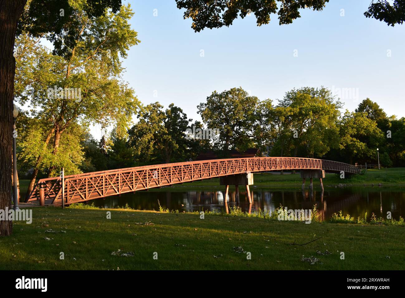 Bridge across Fox River in Burlington, Wisconsin in Summertime Stock ...