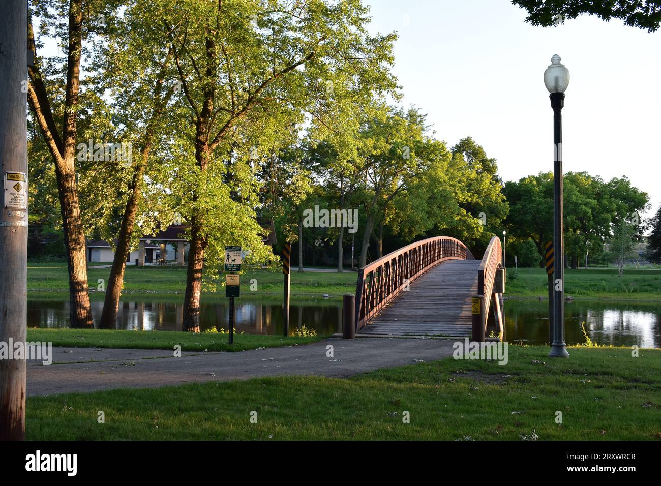 Bridge over Fox River in Burlington, Wisconsin in Summertime Stock ...