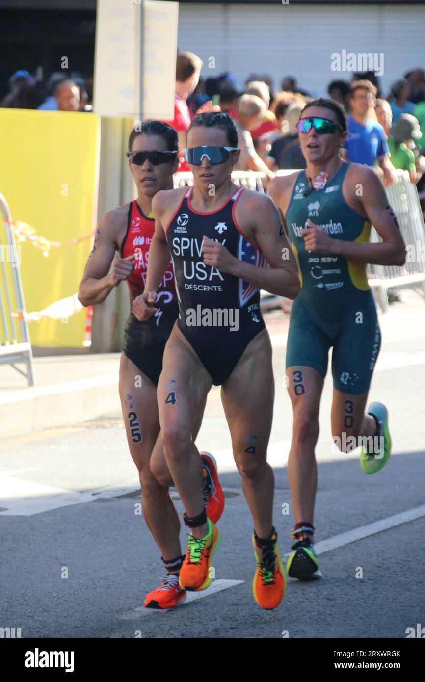 Team USA triathlete Taylor Spivey running Stock Photo - Alamy
