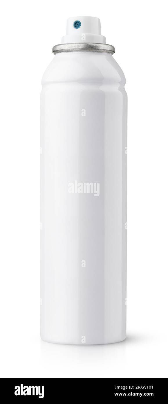 Aerosol spray metal bottle can isolated on white with clipping path ...