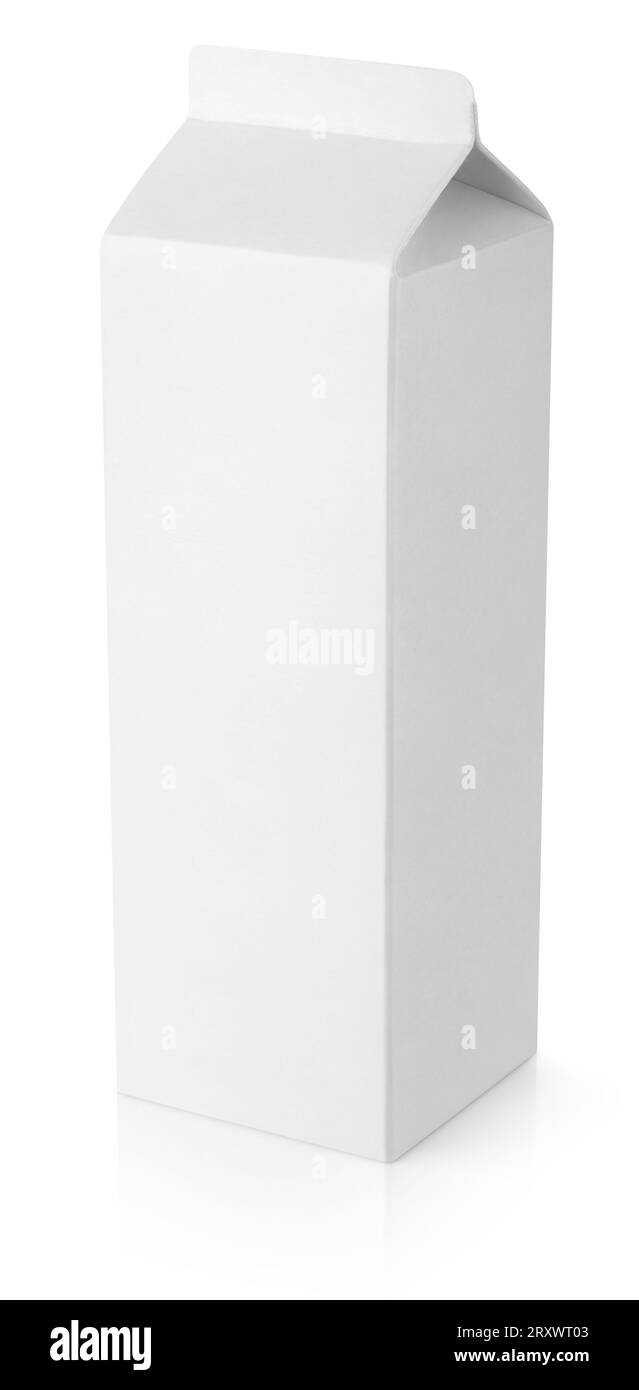 Blank milk carton package isolated on white background with clipping ...