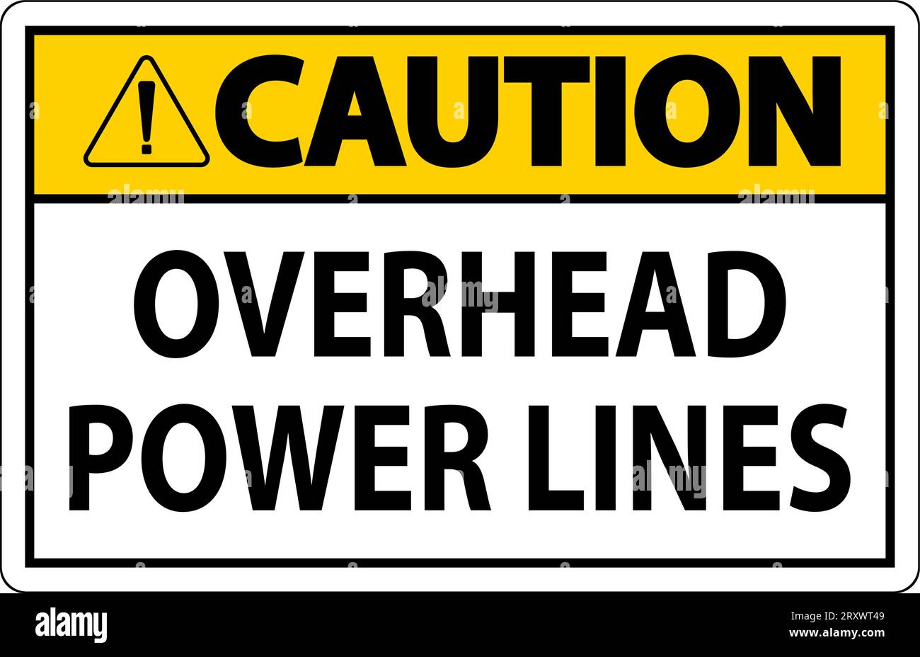 Caution Sign Overhead Power Lines Stock Vector Image & Art - Alamy