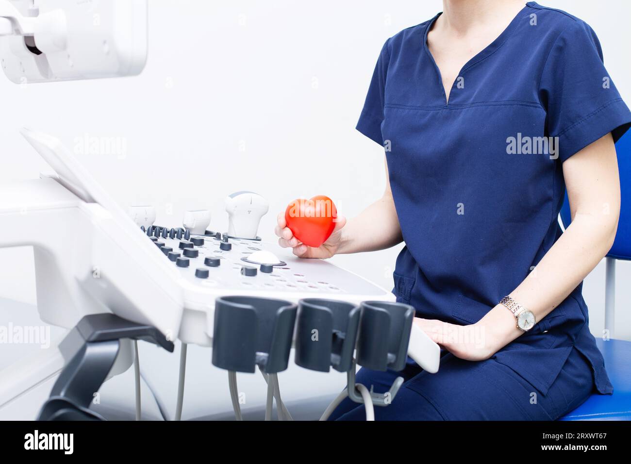 Female doctor sitting in office in a hospital with ultrasound ...