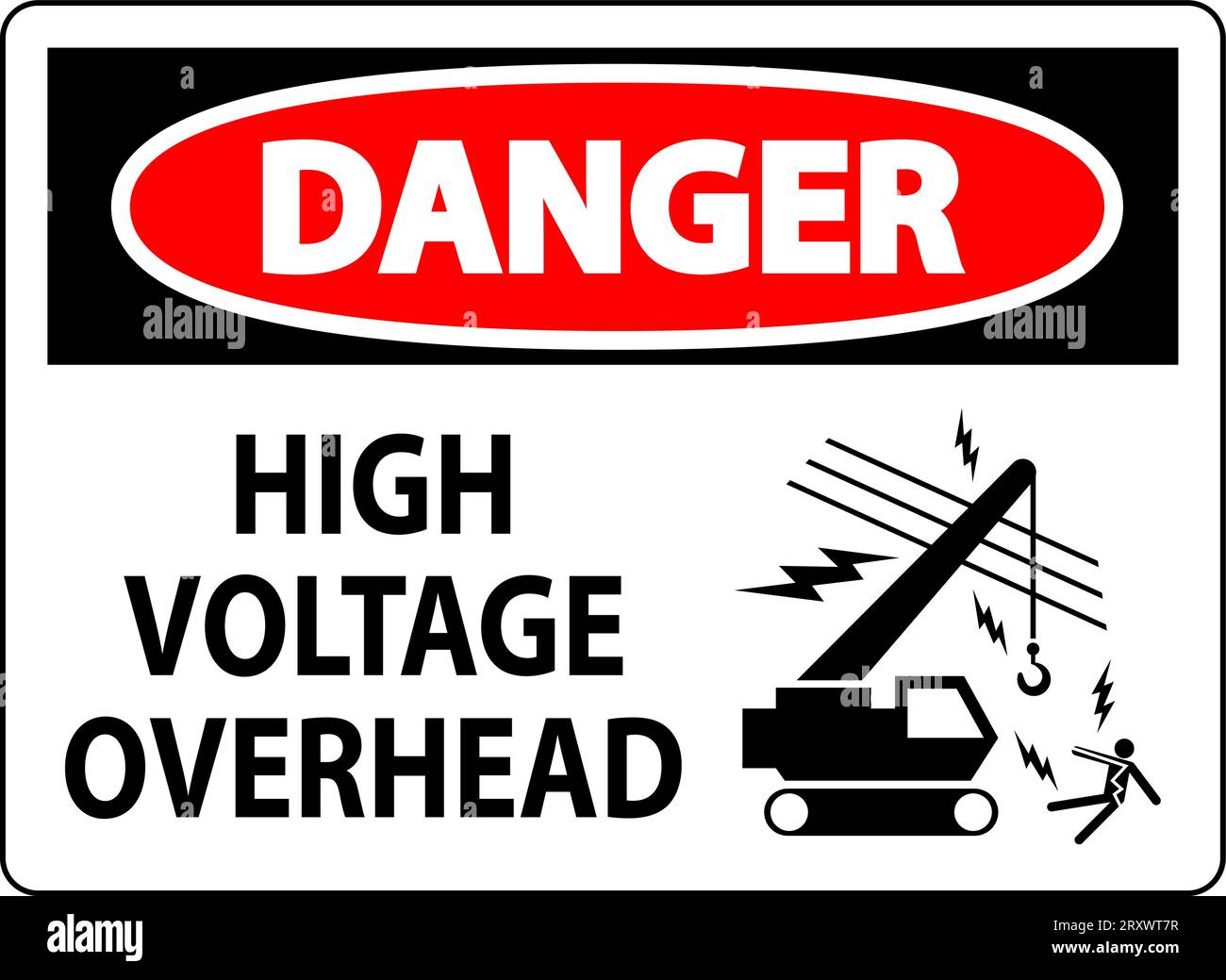 Danger Sign High Voltage Overhead Stock Vector Image & Art - Alamy