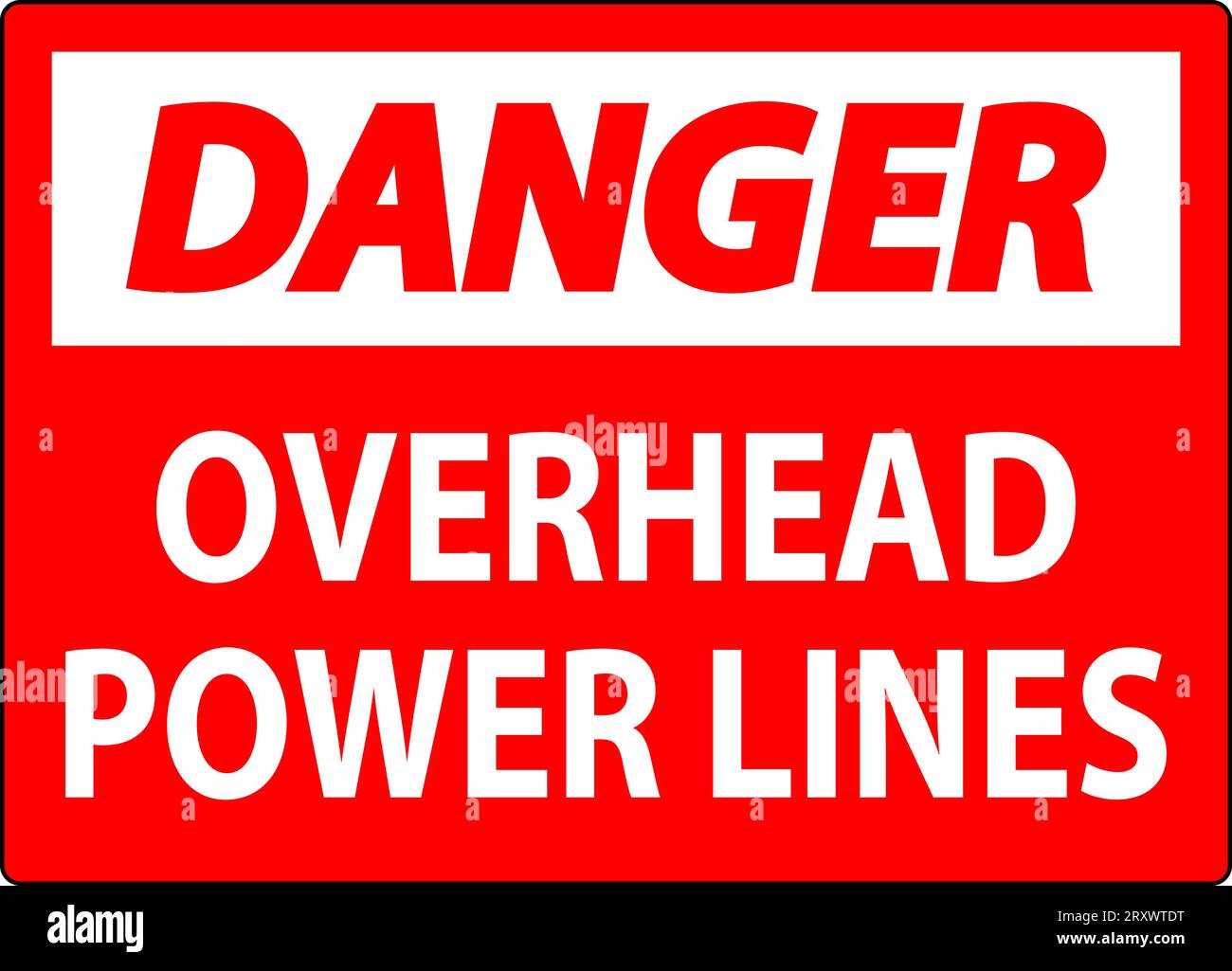 Danger Sign Overhead Power Lines Stock Vector Image & Art - Alamy