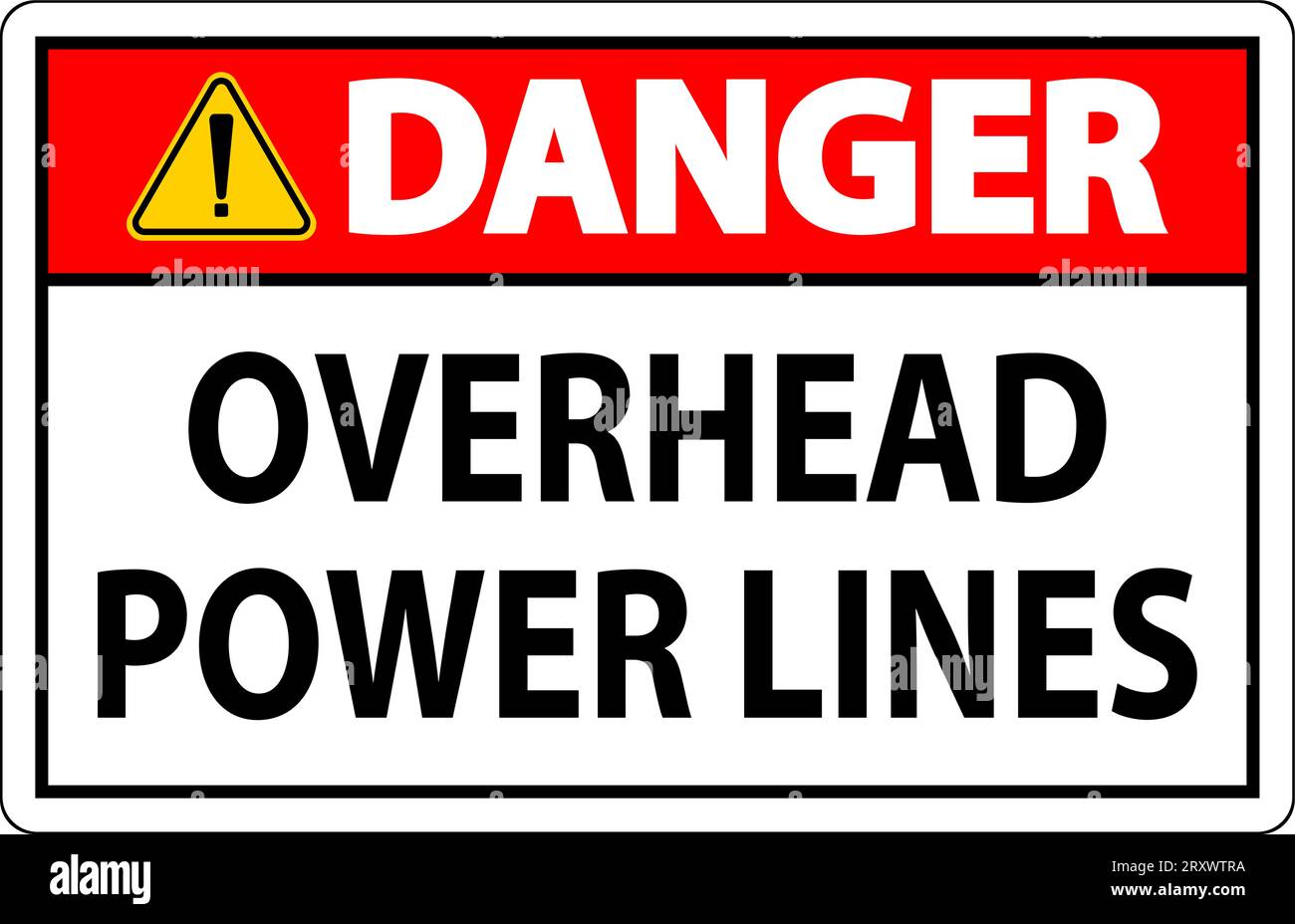 Danger Sign Overhead Power Lines Stock Vector Image & Art - Alamy