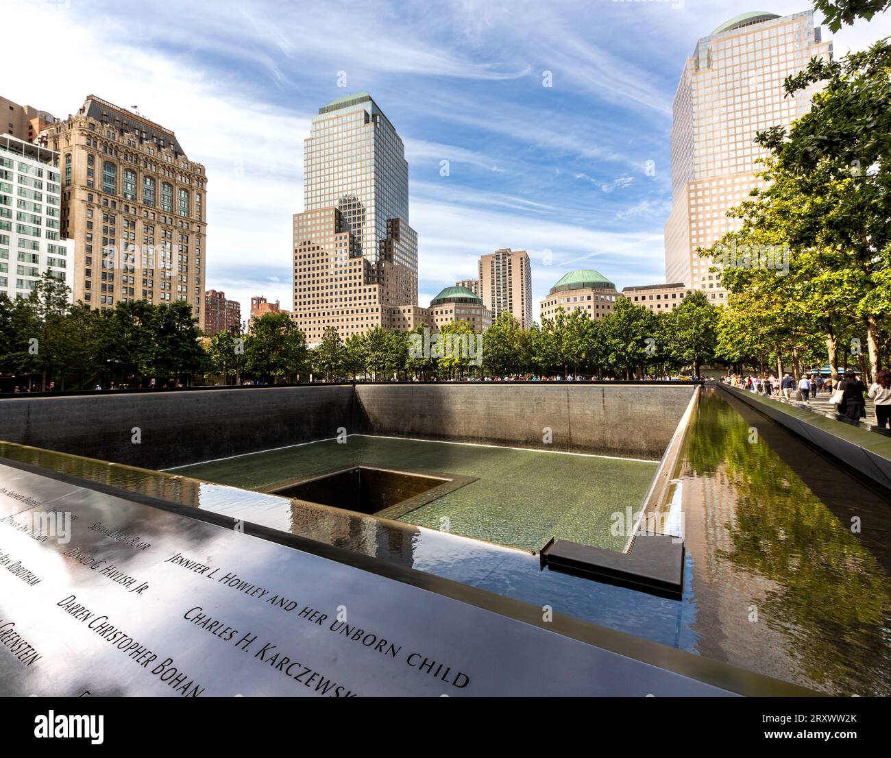 GROUND ZERO, NEW YORK, USA, - SEPTEMBER 16, 2023. A vertorama landscape ...
