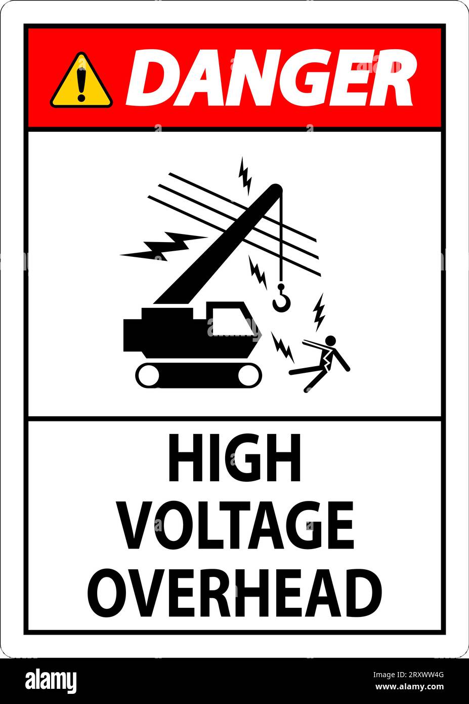 Danger Sign High Voltage Overhead Stock Vector Image & Art - Alamy
