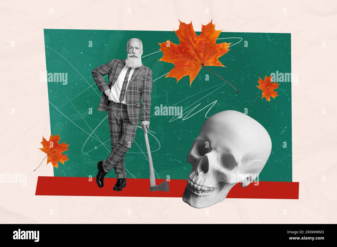 3d creative artwork template collage of dangerous killer staging ...