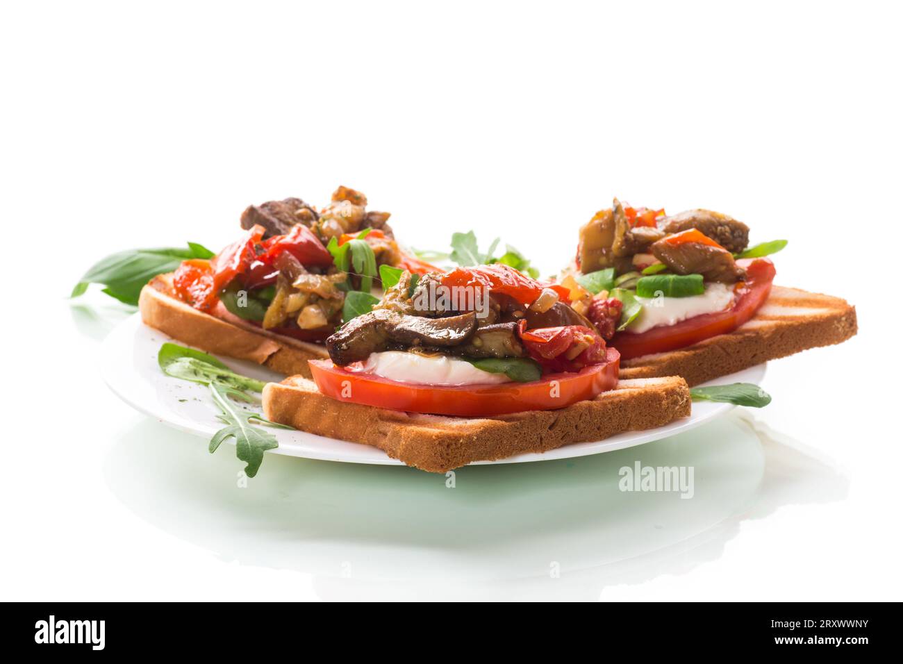 Prepared sandwich tomatoes mozzarella fried hi-res stock photography ...