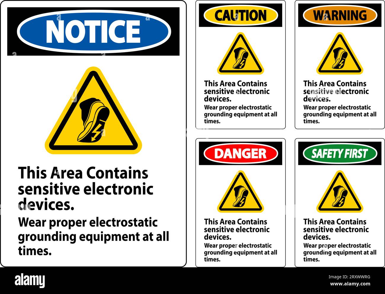 Caution Sign This Area Contains Sensitive Electronic Devices, Wear ...
