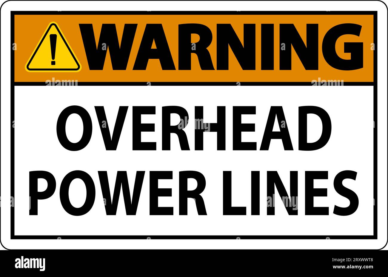 Warning Sign Overhead Power Lines Stock Vector Image & Art - Alamy