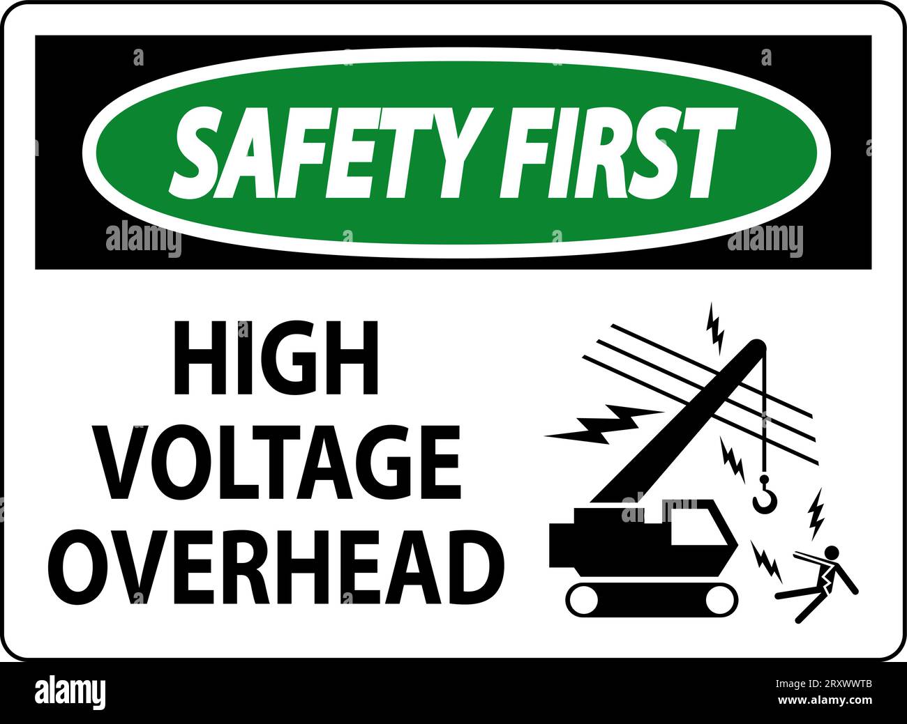 Safety First Sign High Voltage Overhead Stock Vector Image & Art - Alamy
