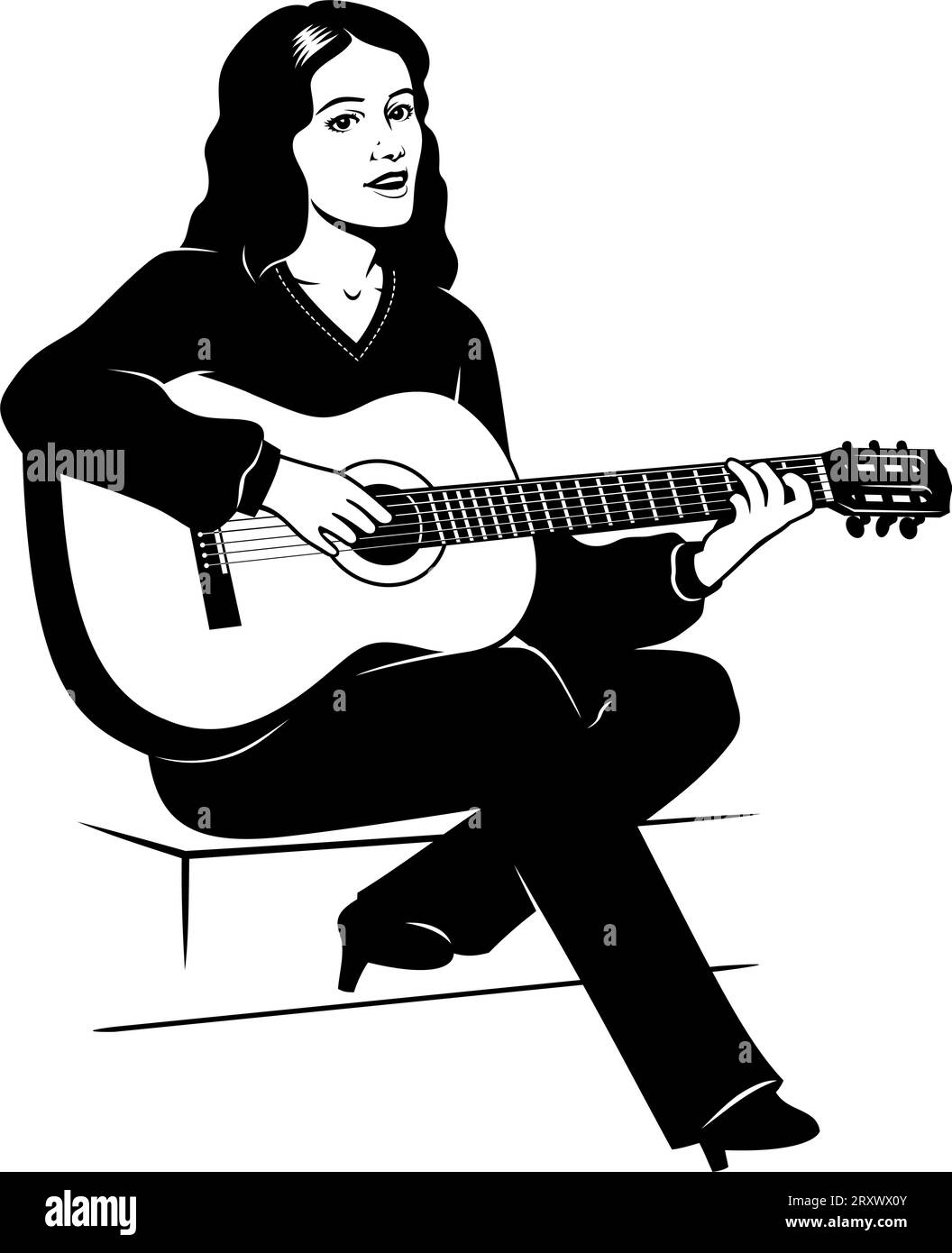 Acoustic Guitar Clipart Black And White