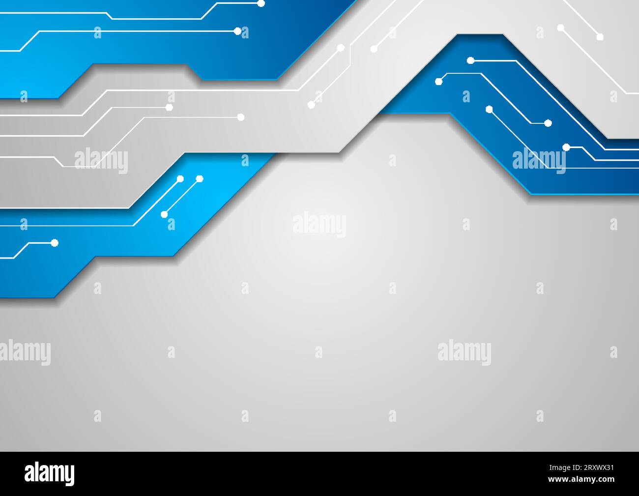 Blue and grey hi-tech abstract background with circuit board lines ...