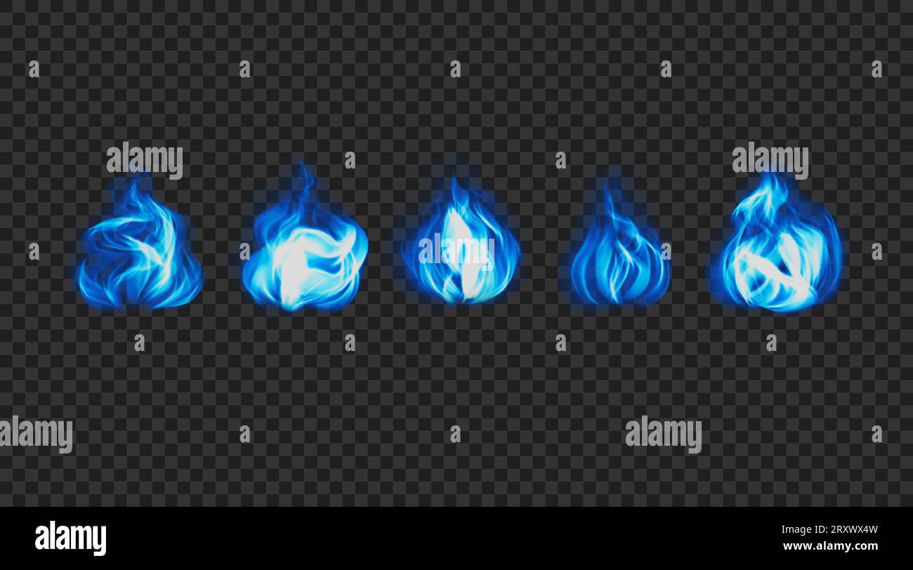 Set of realistic blue magic flame. Vector illustration Stock Vector ...