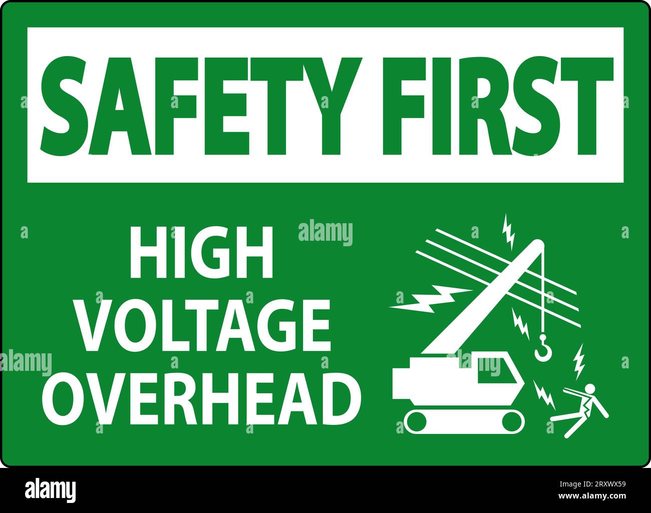 Safety First Sign High Voltage Overhead Stock Vector Image & Art - Alamy