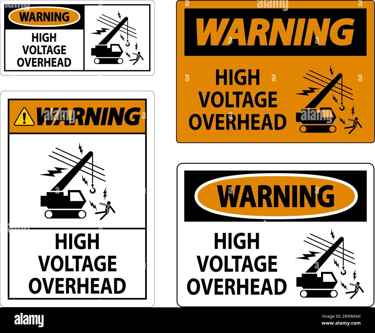 Warning Sign High Voltage Overhead Stock Vector Image & Art - Alamy