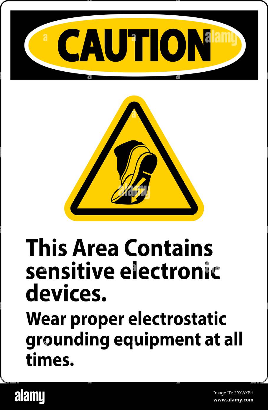 Caution Sign This Area Contains Sensitive Electronic Devices, Wear ...