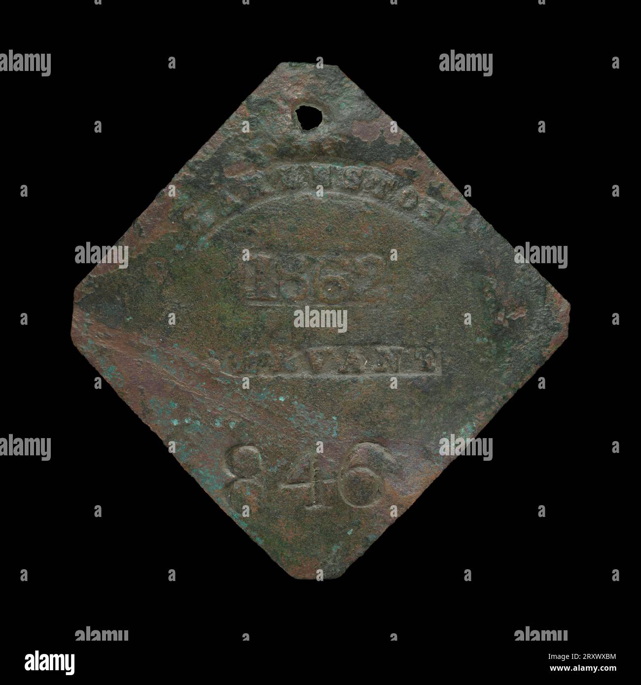 Charleston slave badge from 1862 for Servant No. 846 1862 Stock Photo ...