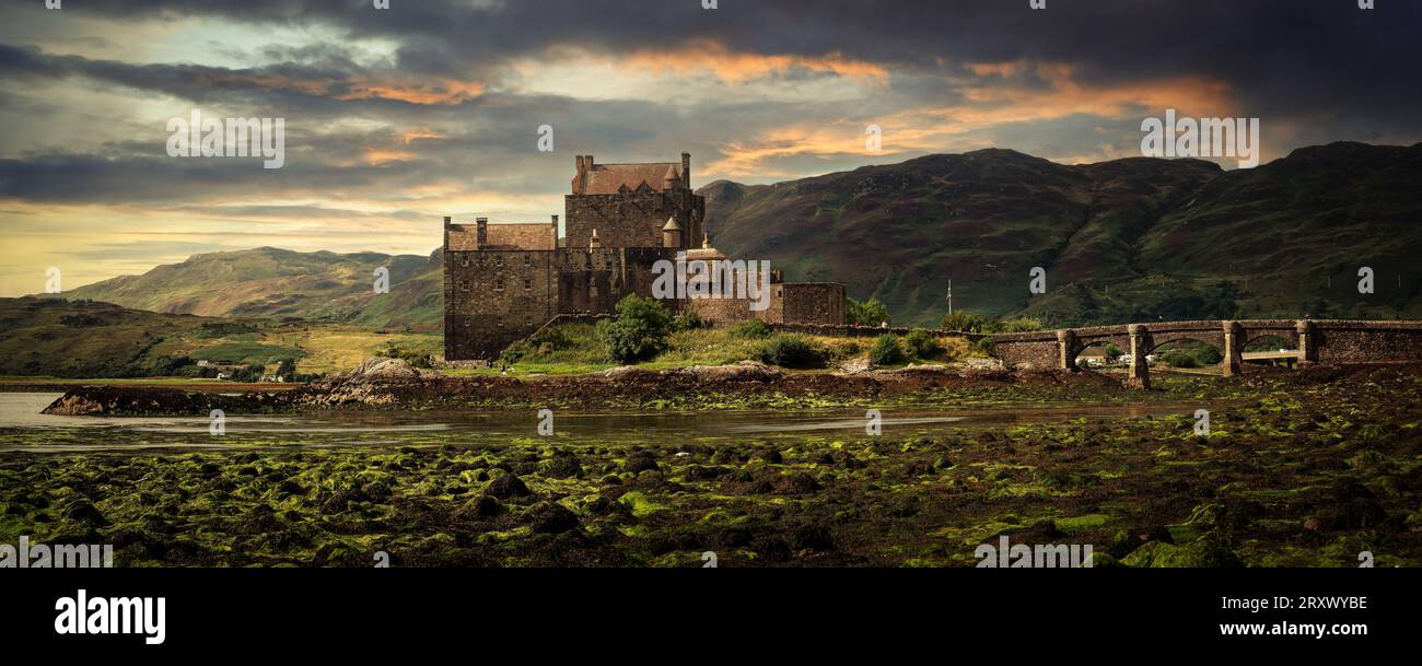 Scottish castle at sunset Stock Photo - Alamy