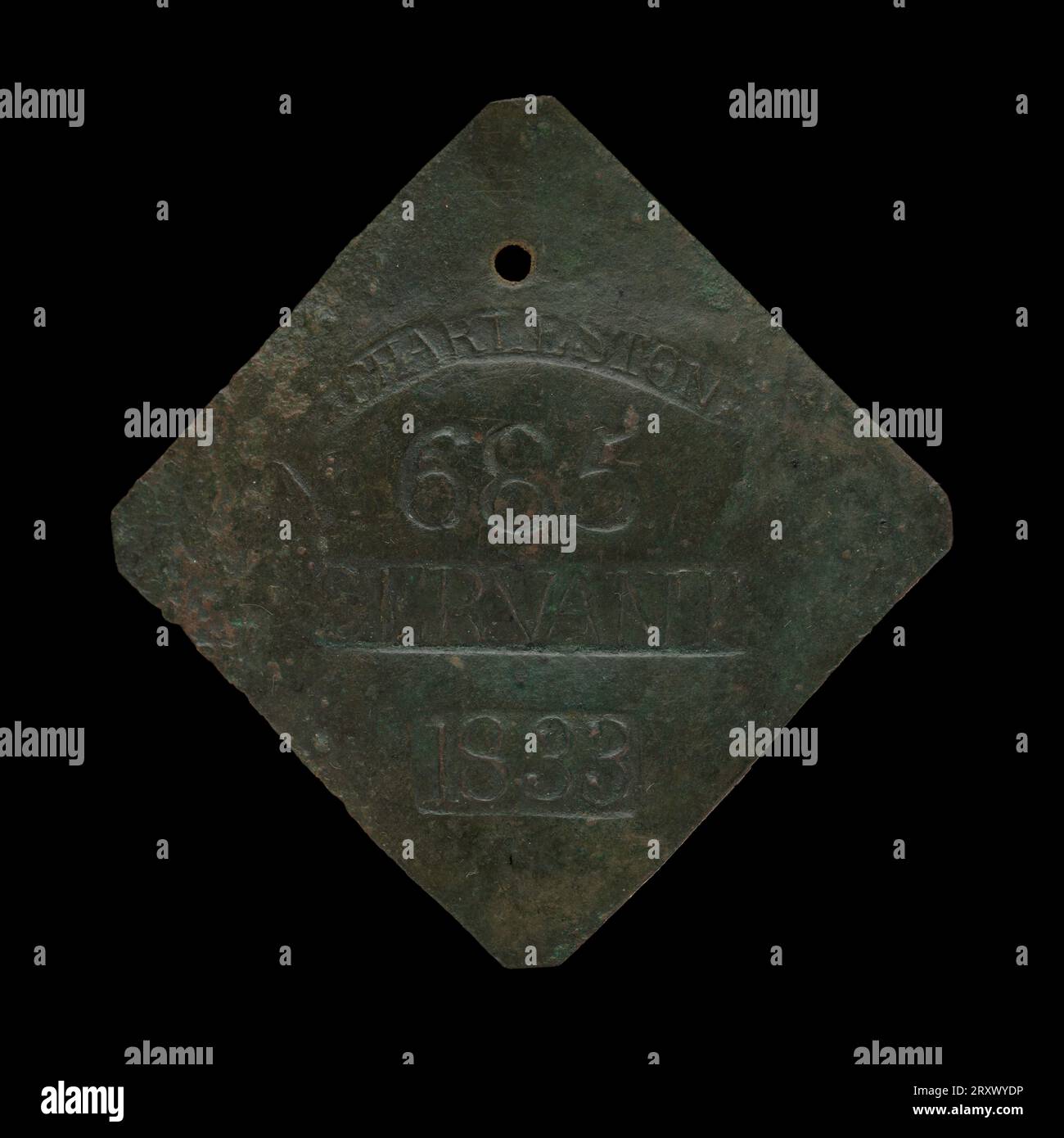Charleston slave badge from 1833 for Servant No. 685 1833 Stock Photo ...
