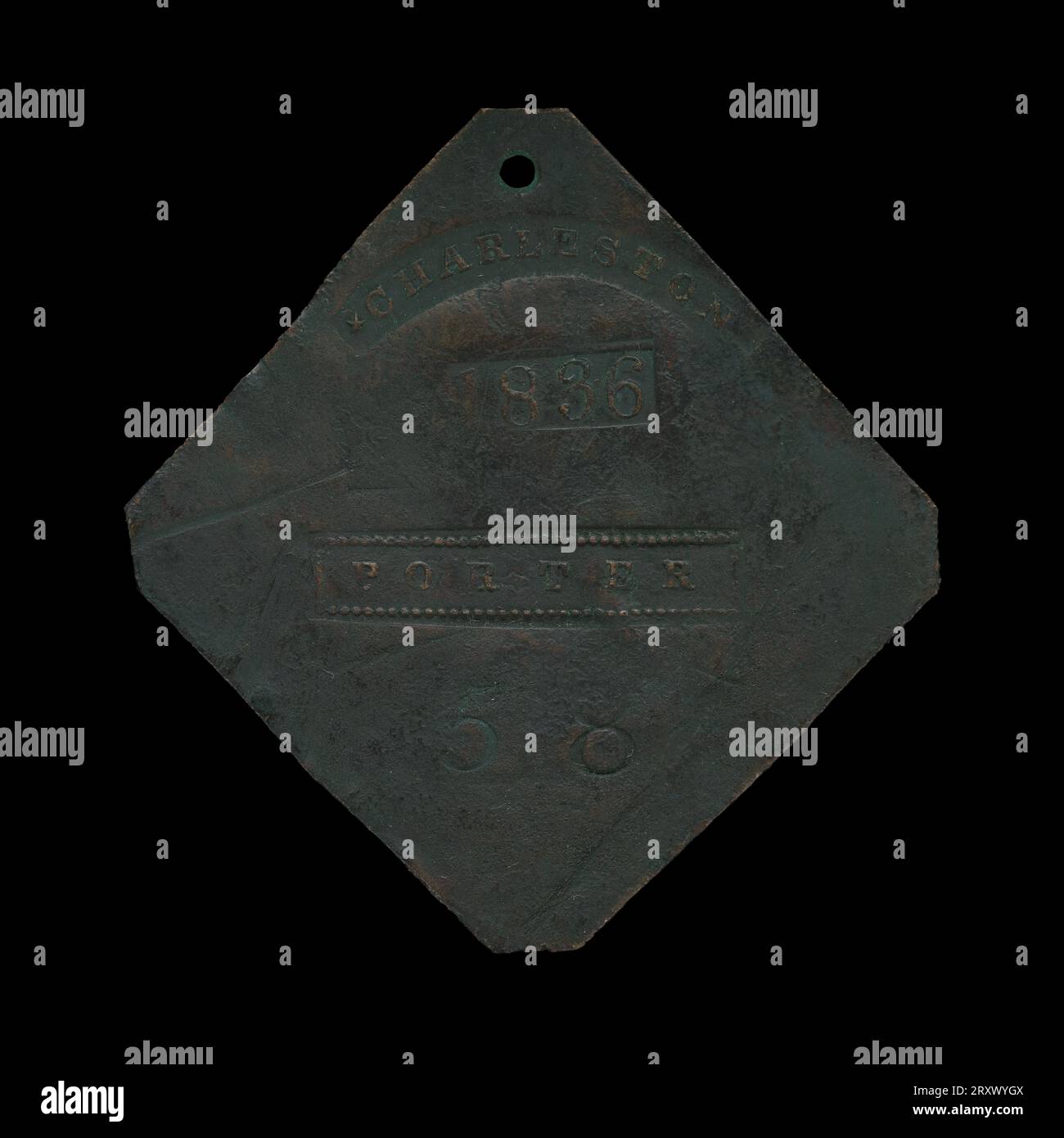 Charleston slave badge from 1836 for Porter No. 58 1836 Stock Photo - Alamy