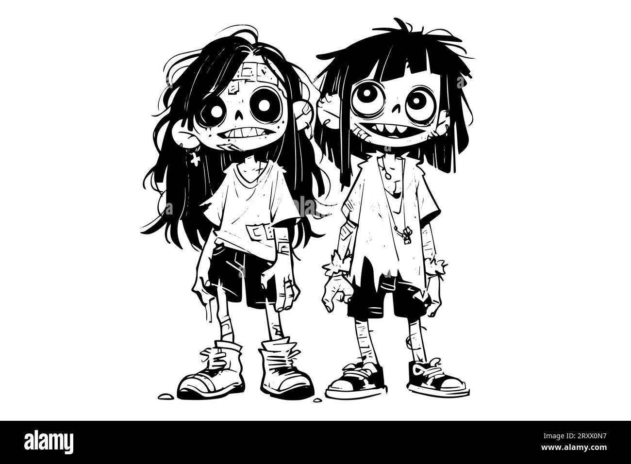 Background cartoon zombies Black and White Stock Photos & Images - Alamy