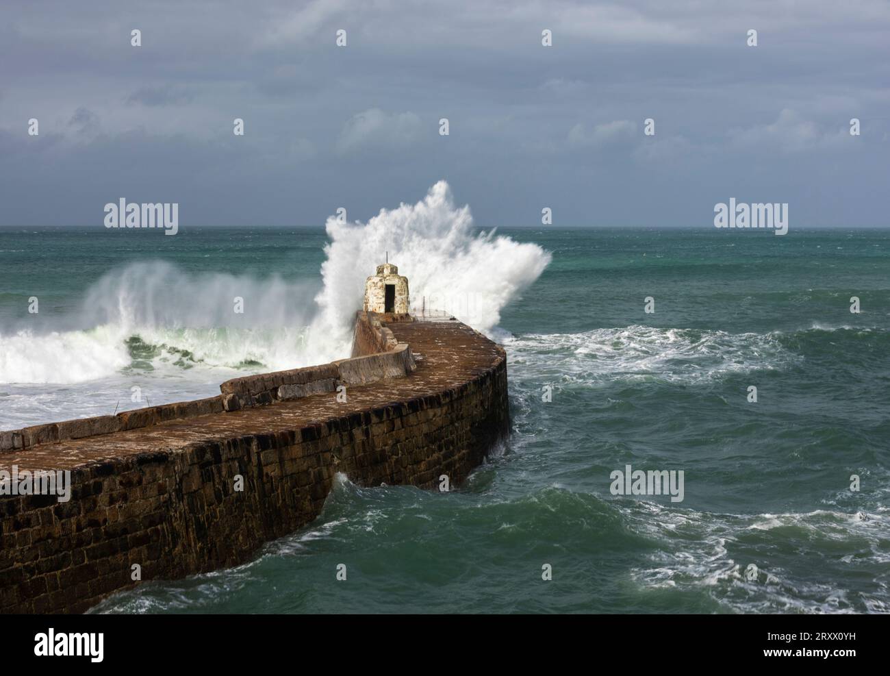 Storm at Portreath Cornwall Stock Photo - Alamy