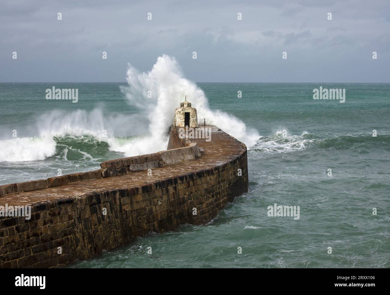 Portreath Storm Cornwall Stock Photo - Alamy