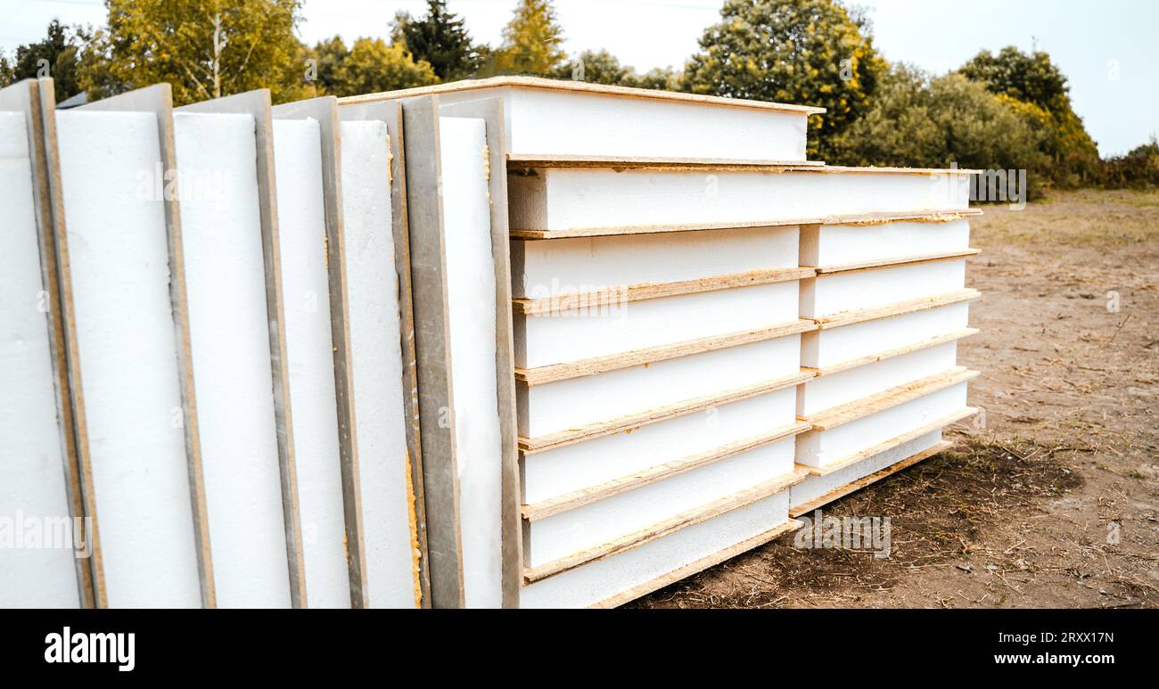 Building construction of wooden frame house made of SIP structural ...