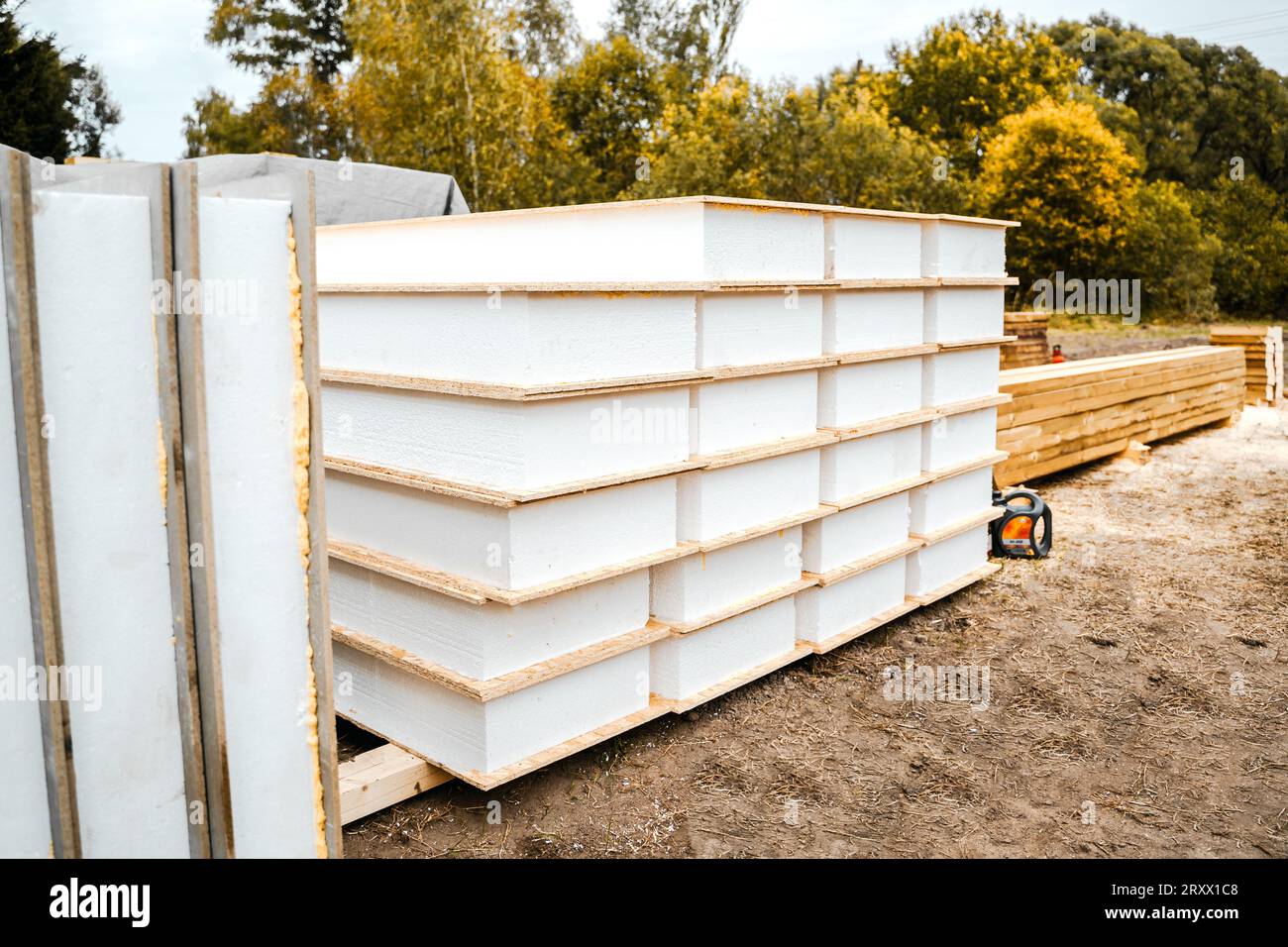 Building construction of wooden frame house made of SIP structural ...