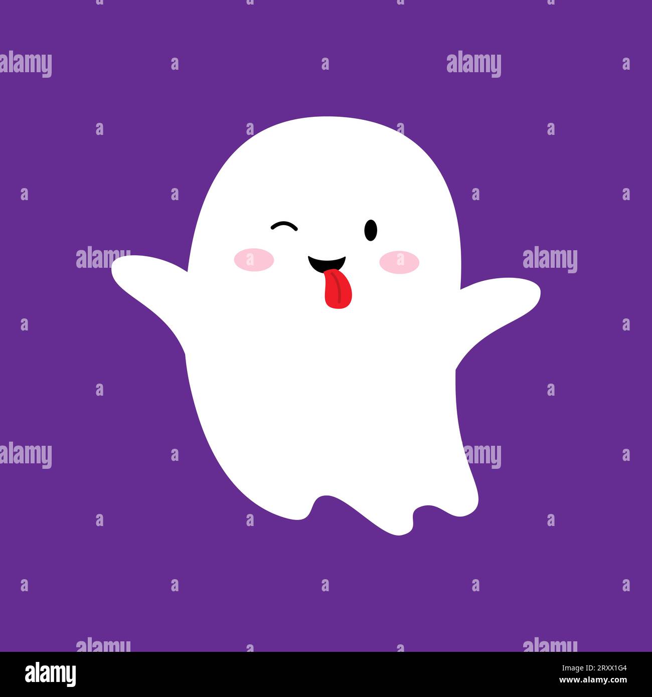 Cartoon Halloween kawaii ghost character. Isolated cute vector spook ...