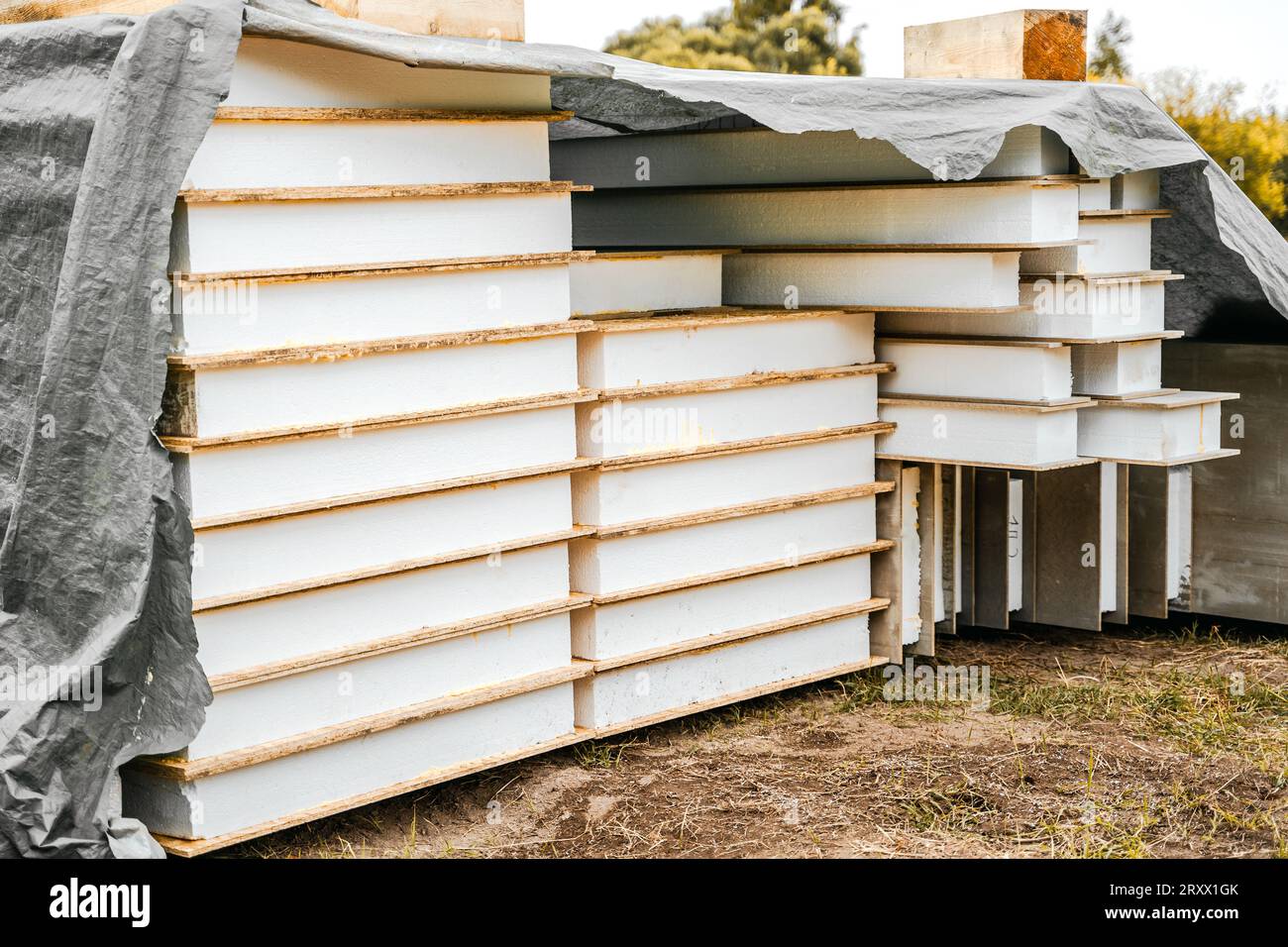 Building construction of wooden frame house made of SIP structural ...