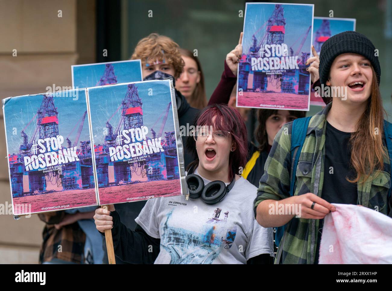 Campaigners take part in a Stop Rosebank emergency protest outside the ...
