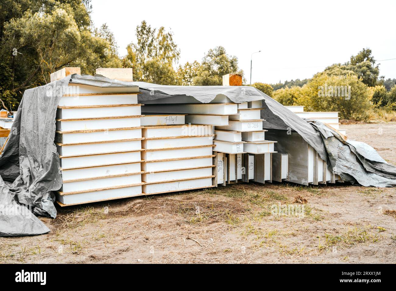 Building construction of wooden frame house made of SIP structural ...
